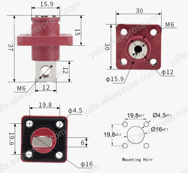 120A copper terminal post BLACK - E-Racing